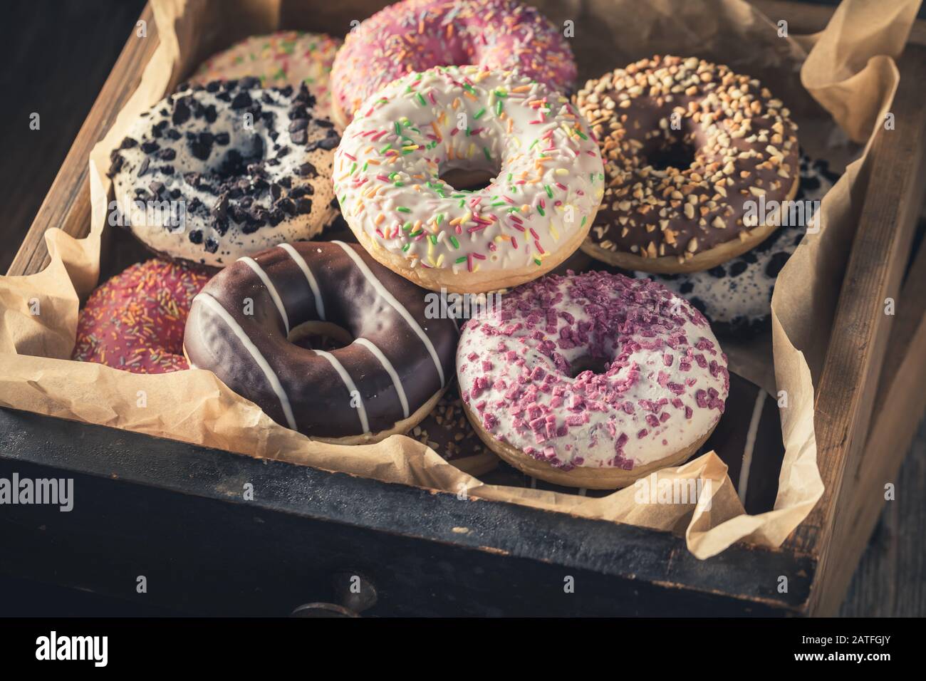 Donut boxes hi-res stock photography and images - Alamy