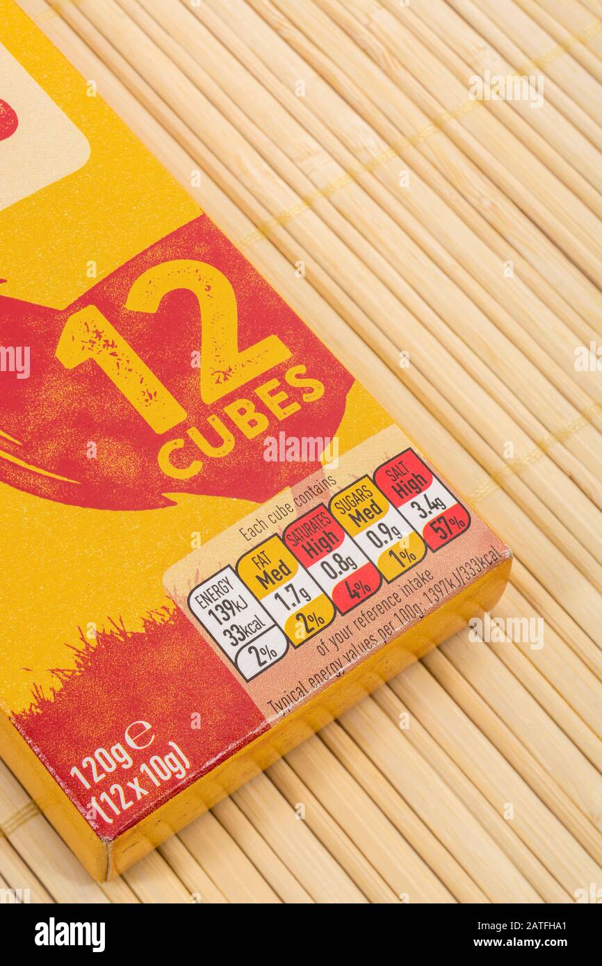 ASDA chicken stock cube food packaging displaying dietary nutrition ...