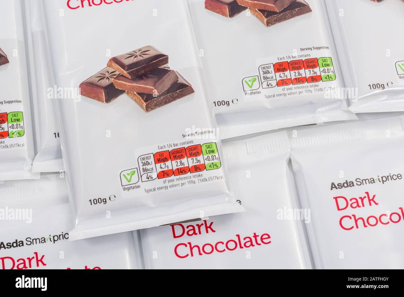 ASDA dark chocolate soft plastic food packaging dietary nutrition ...