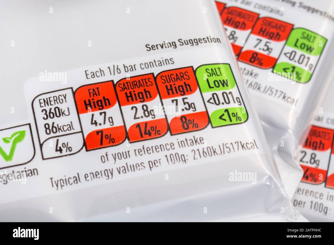 ASDA dark chocolate food packaging displaying dietary nutrition ...