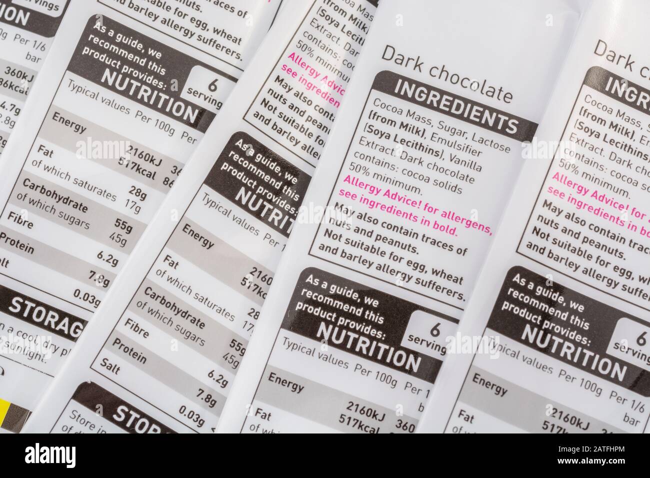ASDA dark chocolate food packaging displaying dietary nutrition ...