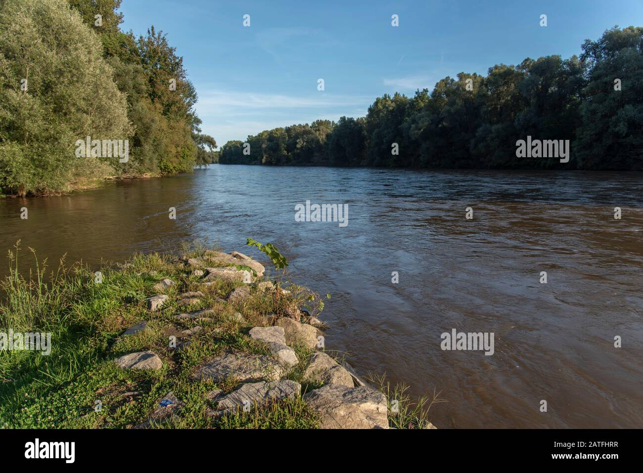 Mura River Landscape And Flow View. izakovci, slovenia Stock Photo - Alamy