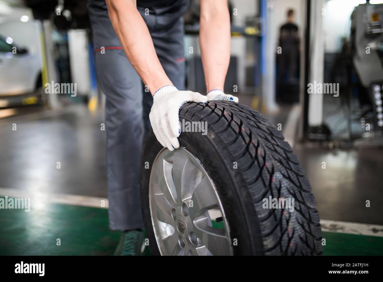 disc brake on car in process of new tire replacement Stock Photo - Alamy