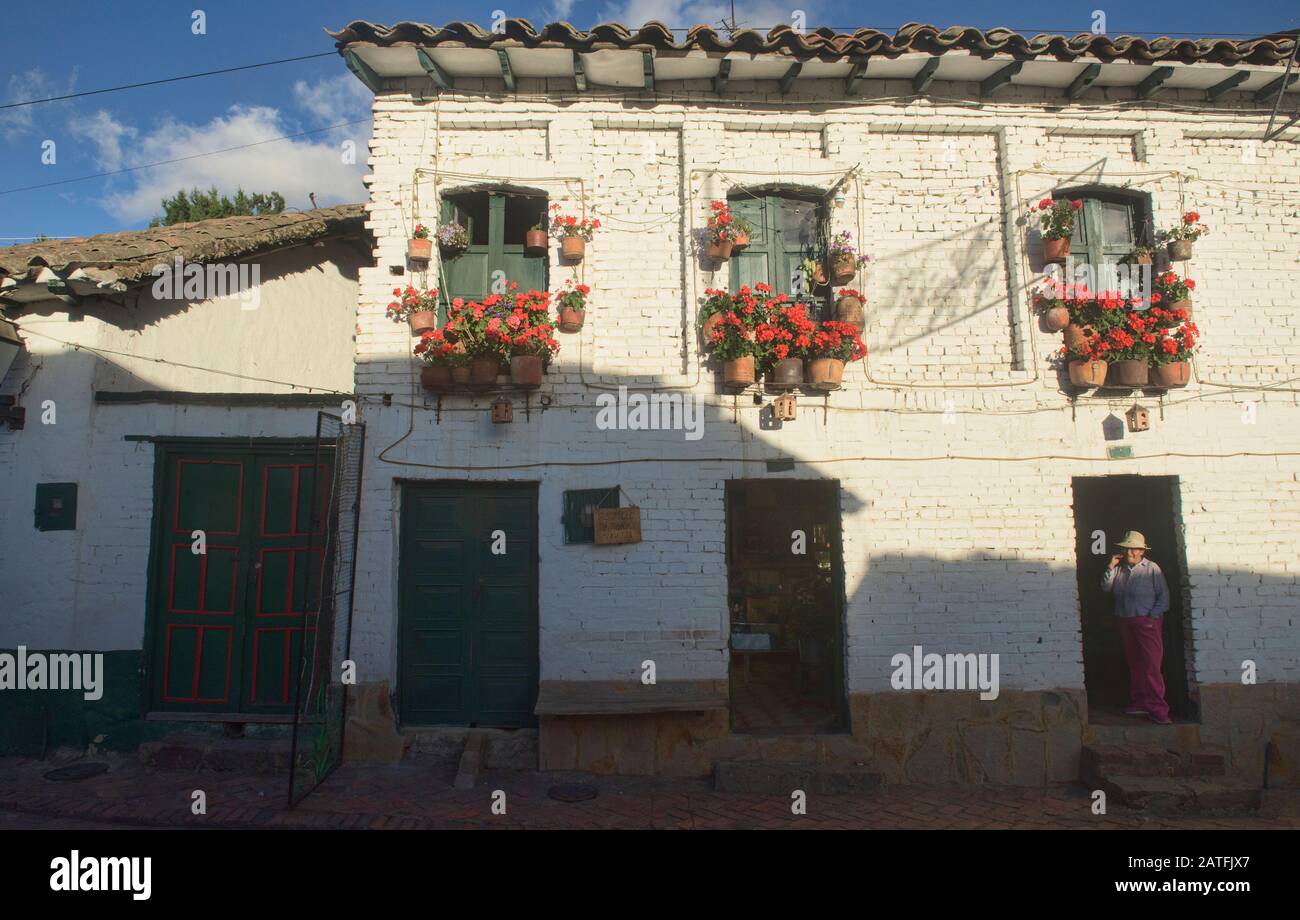 Colourful architecture in the colonial heritage town of Monguí, Boyaca ...