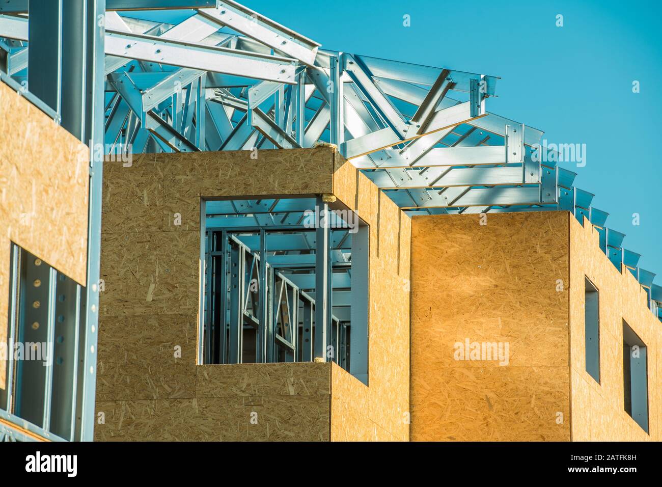 Wood and Steel Building. Skeleton Construction. Modern Technologies ...