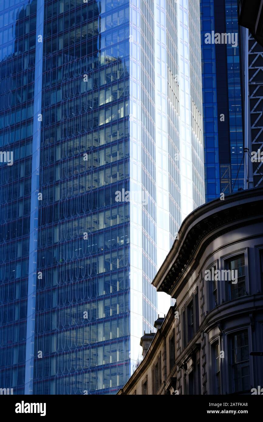 Modern architecture seen from Threadneedle Street, London, United ...