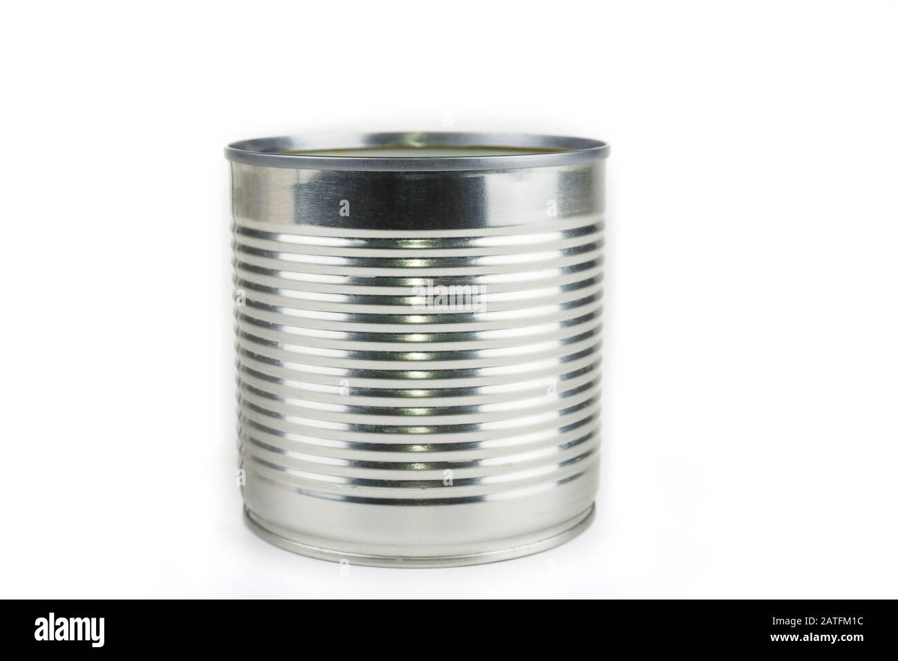 Empty used tin can on a white Stock Photo - Alamy