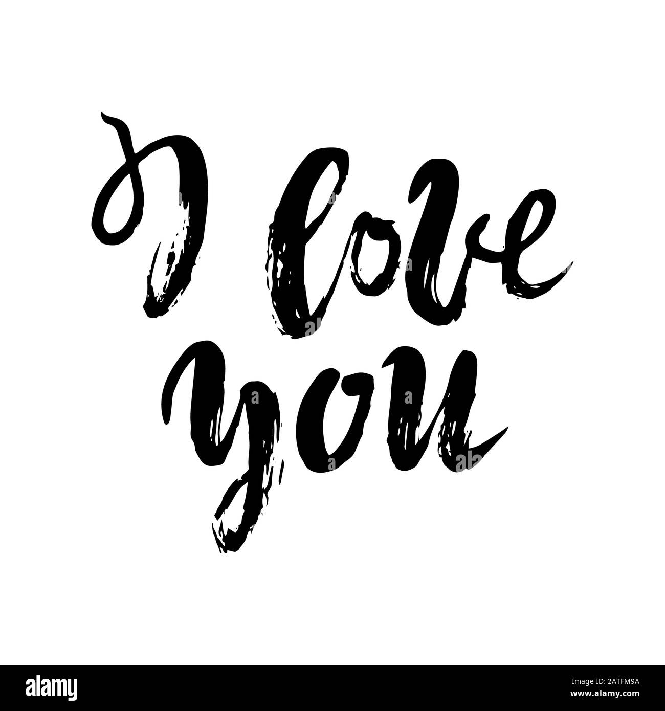 I Love you postcard. Phrase for Valentine s day. Ink illustration ...