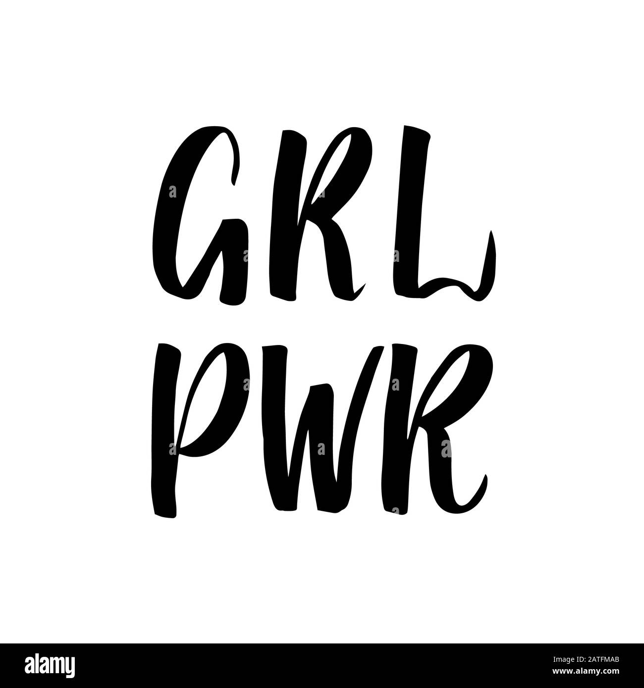 Girl power hand lettering sign. Hand drawn feminist slogan. Modern ...