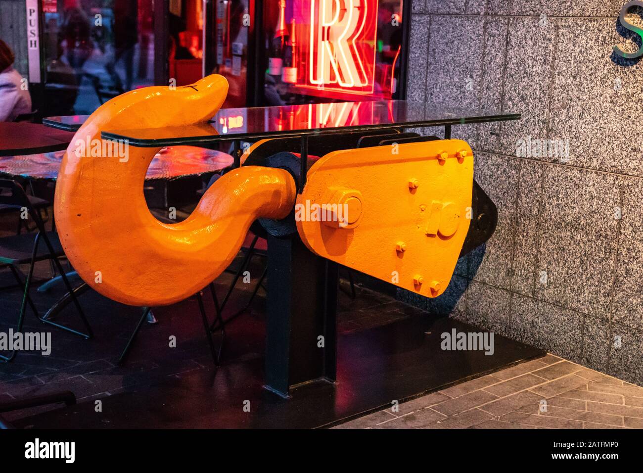 Neon light sign with bar and caffe. Bar and caffe neon sign. Dublin ...