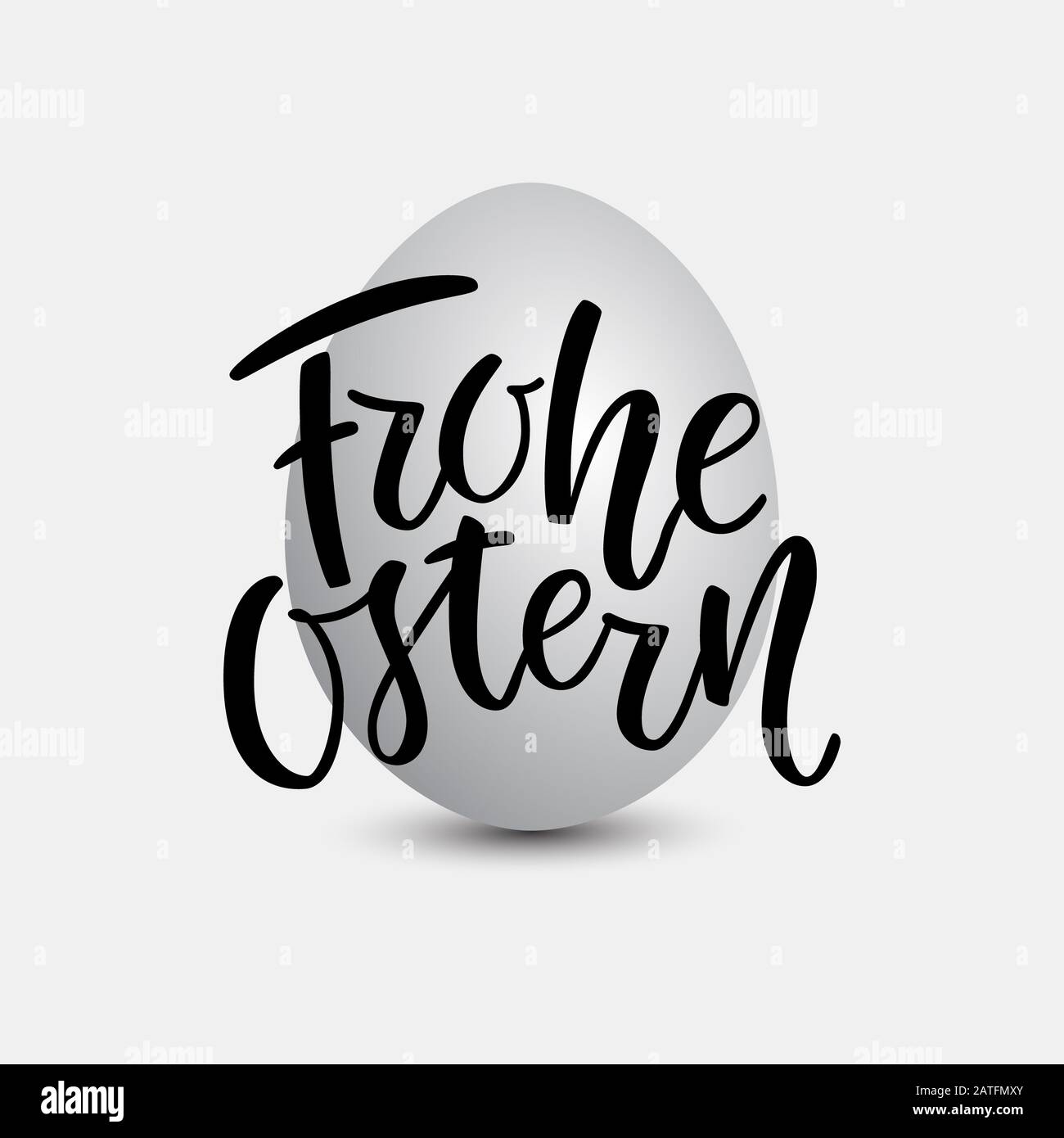 Happy Easter German text lettering calligraphy on grey egg. Frohe ...