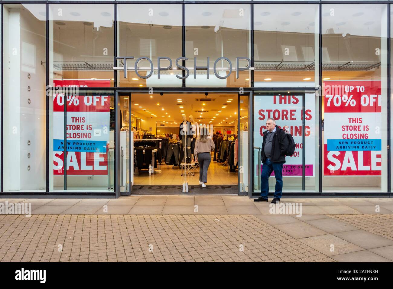 Windsor, UK - February 2 2020: The Topshop store in Windsor is having a closing down sale as the ...