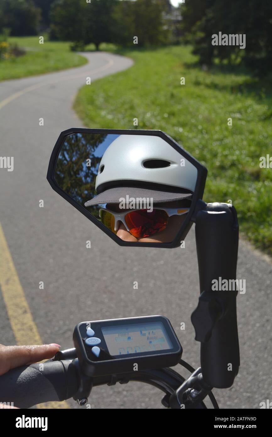 Sunglasses road reflection bike hi-res stock photography and images - Alamy
