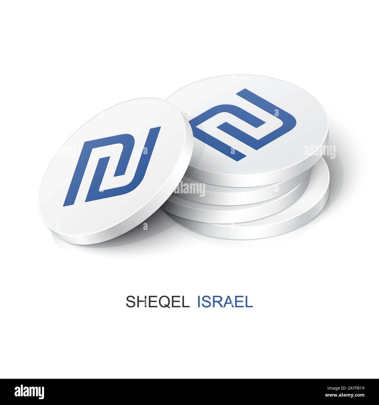 Stack of white tokens with Sheqel sign. Vector illustration Israel ...