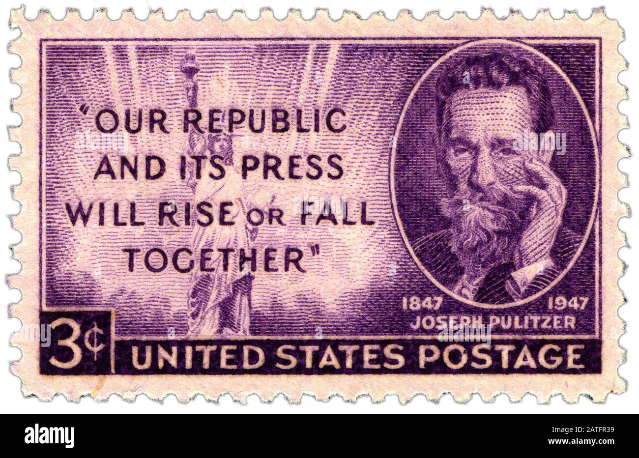 Joseph Pulitzer commemorative stamp, issued in 1947, Joseph Pulitzer 3 ...