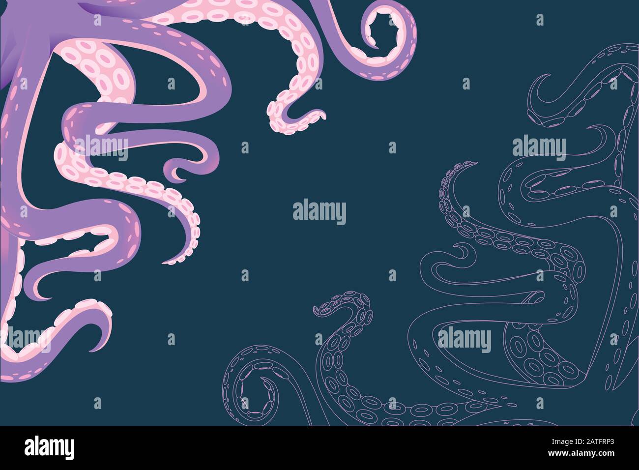 Greetings card for flyer design with purple octopus tentacles ...