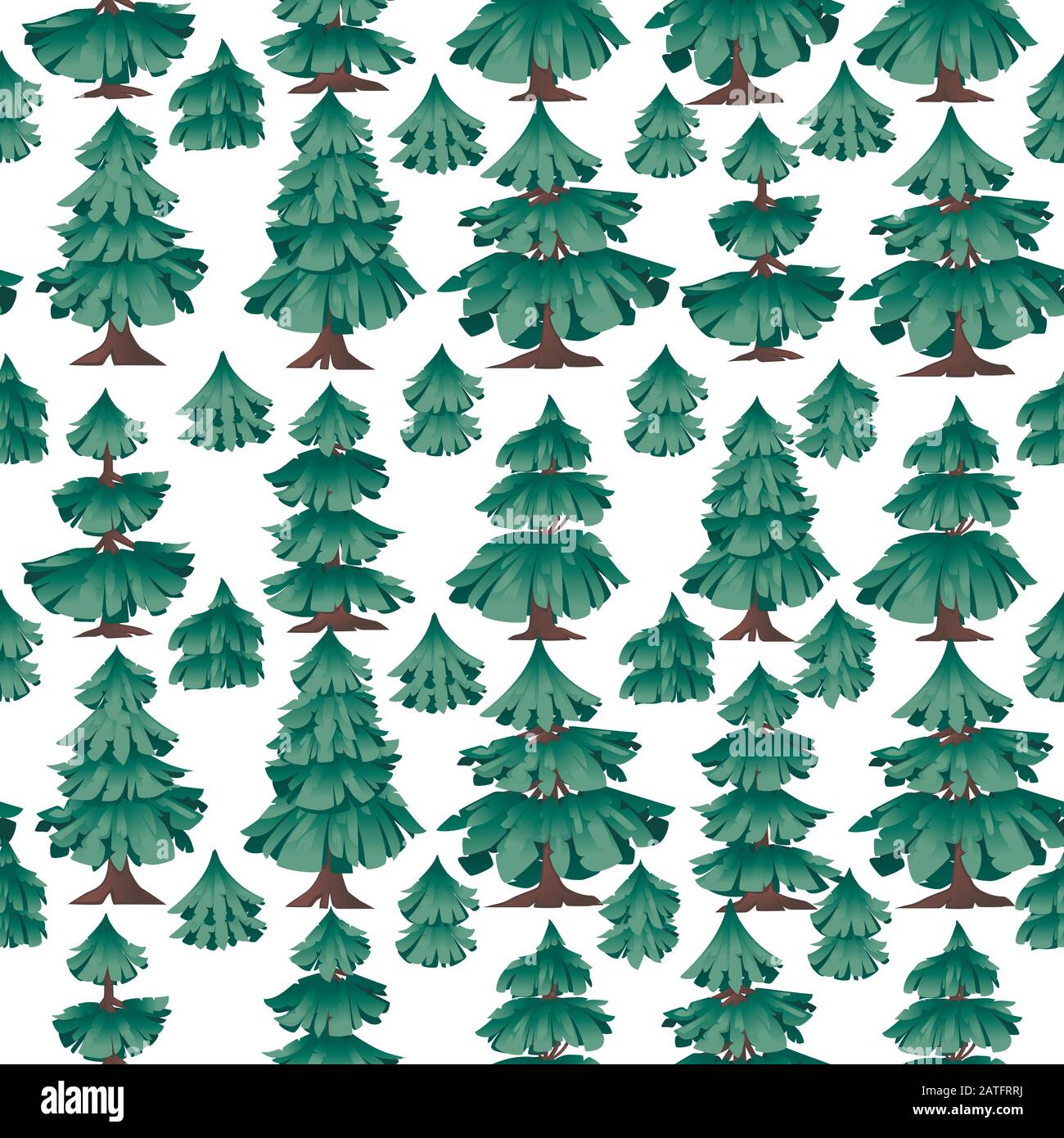 Spruce tree seamless pattern flat vector illustration on white ...