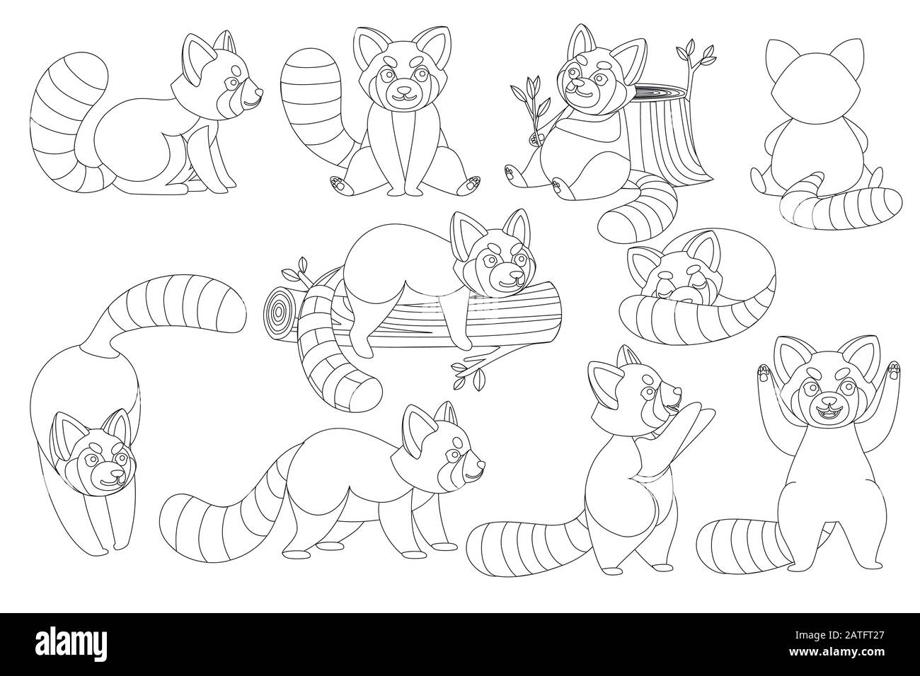 Red Panda Cartoon Black And White