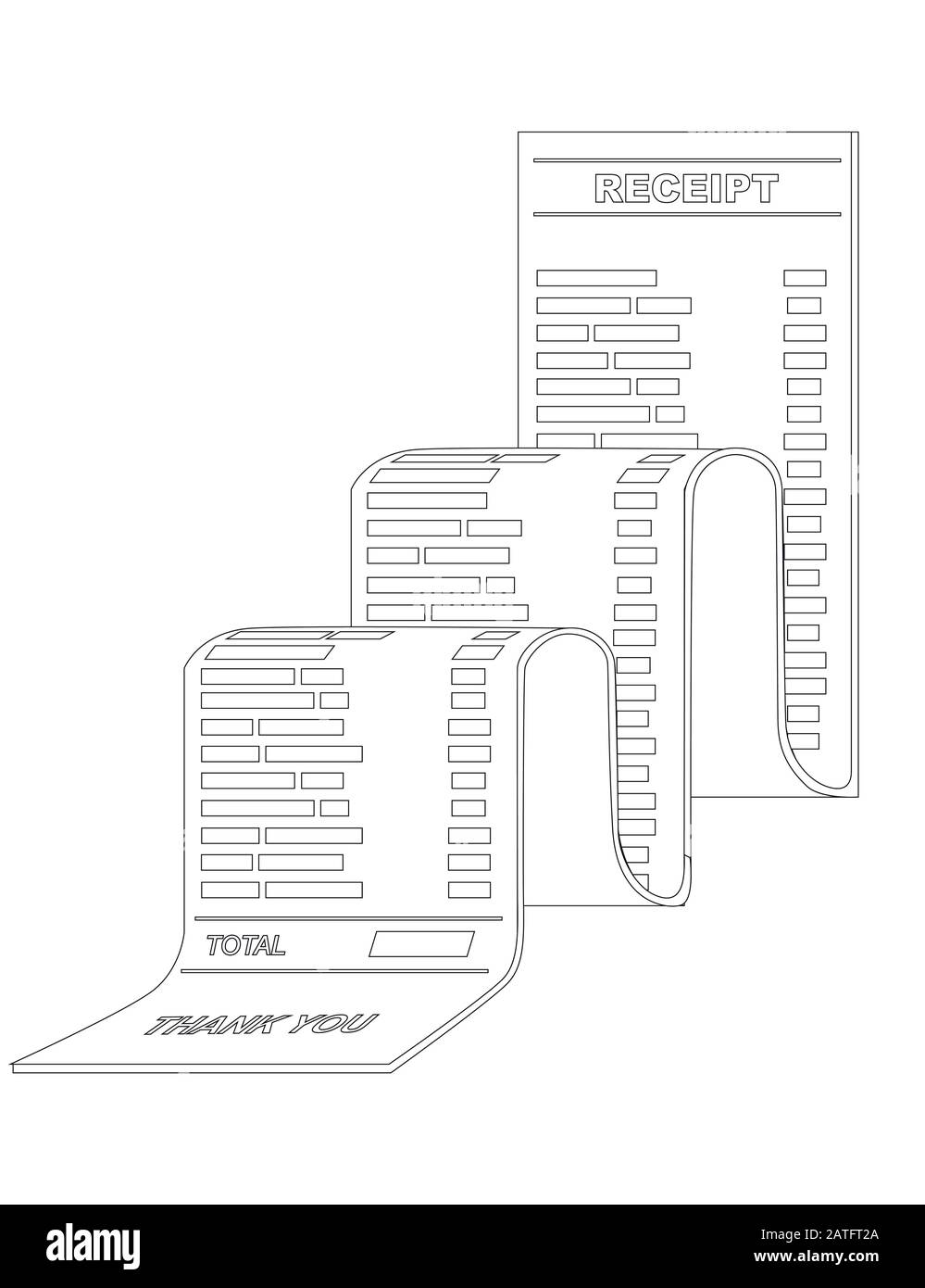 Long receipt bill icon flat vector illustration isolated on white ...