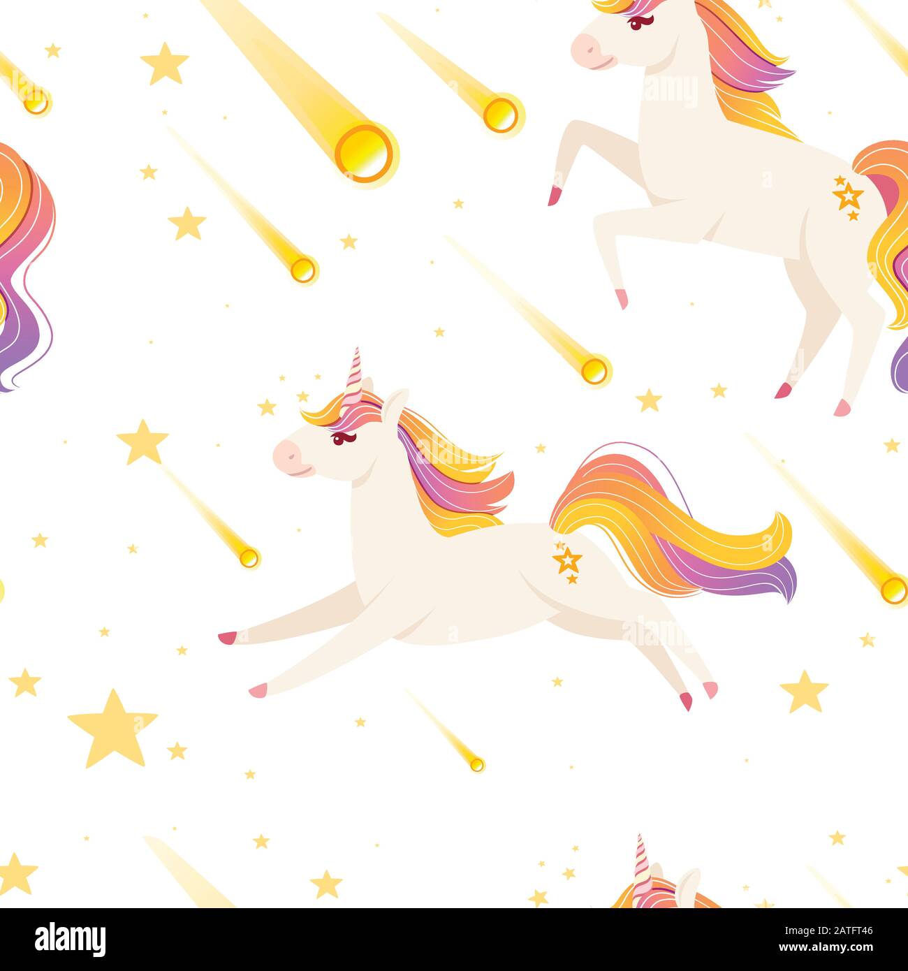 Seamless pattern of Magic mythical animal from fairy tale unicorn ...
