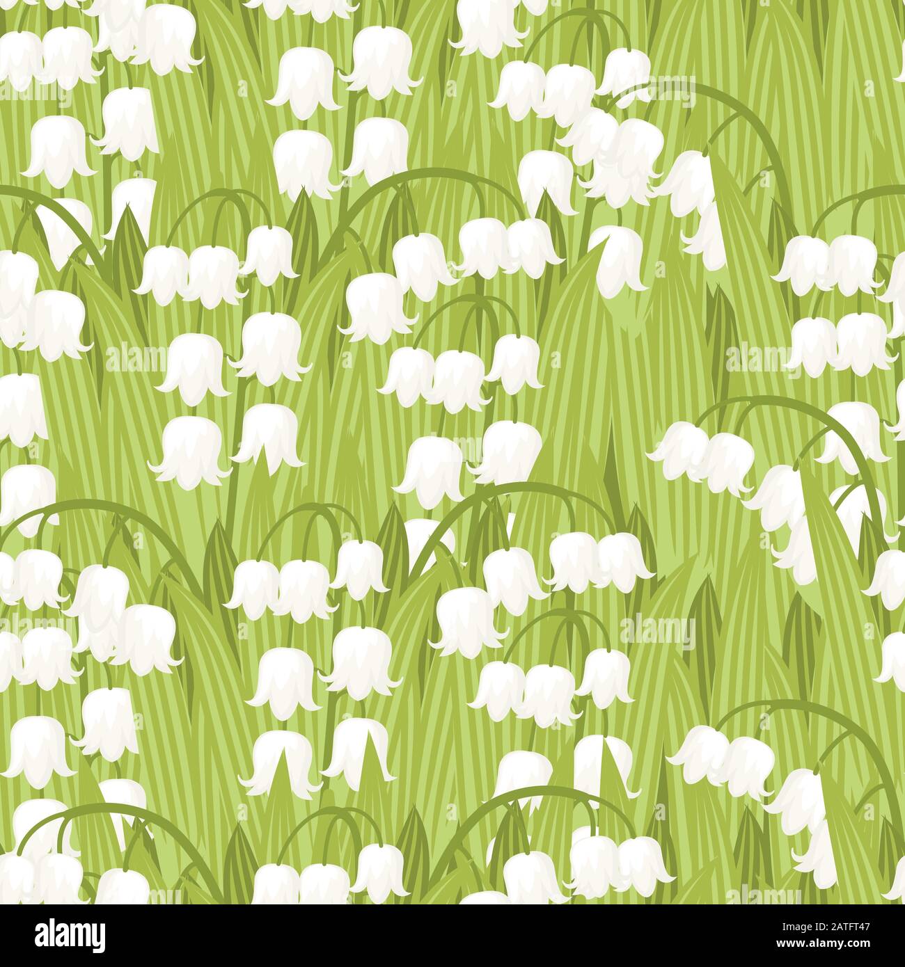 Seamless pattern spring convallaria majalis lilly of the valley green flower pattern and grass ...