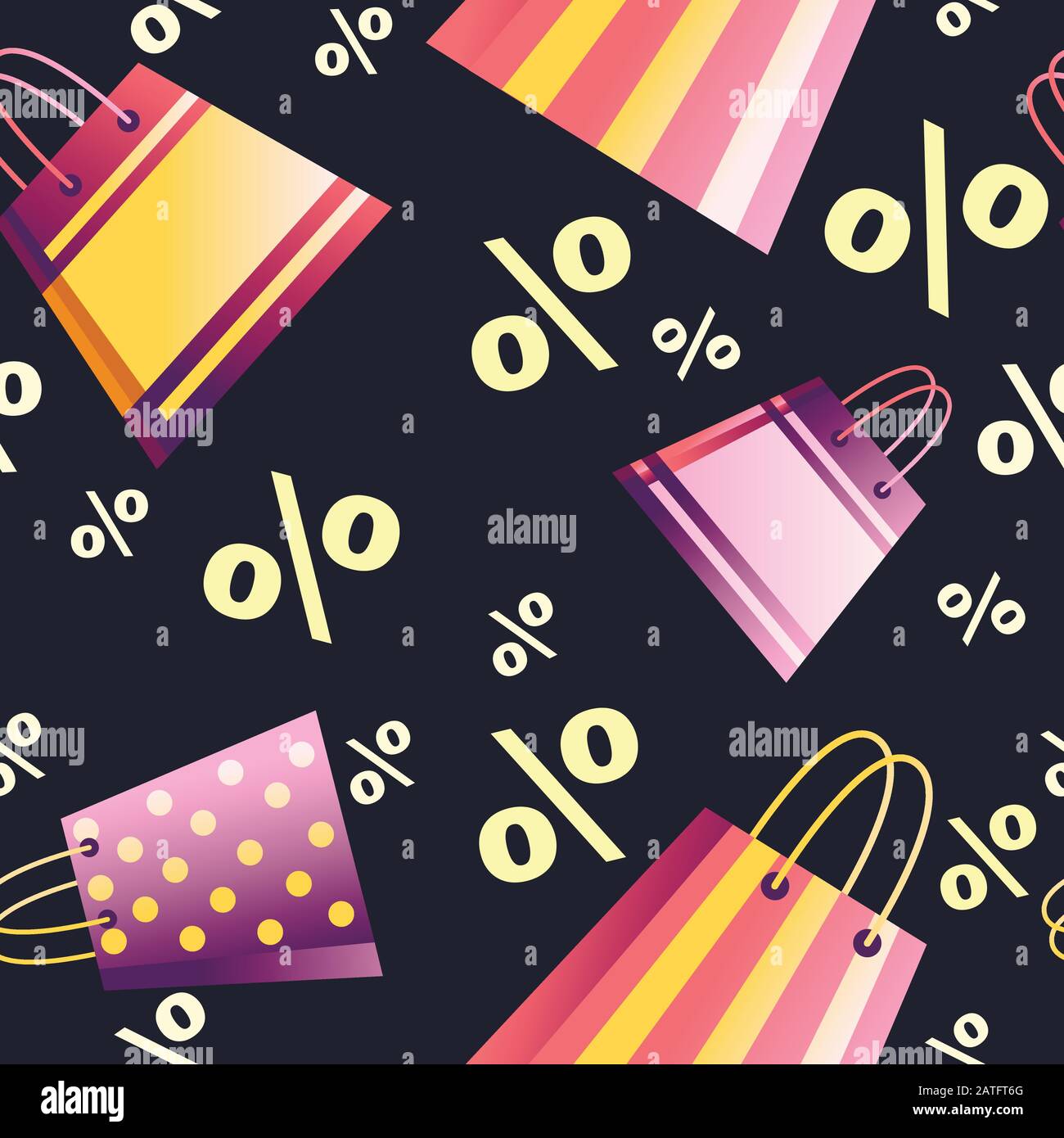 Seamless pattern of shopping paper bag with sale tag % flat vector ...
