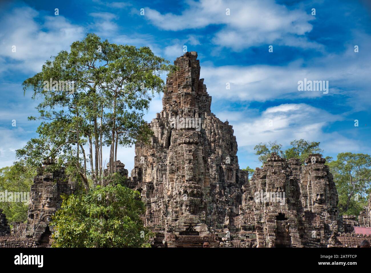 The Bayon, Prasat Bayon is a richly decorated Khmer temple at Angkor in ...