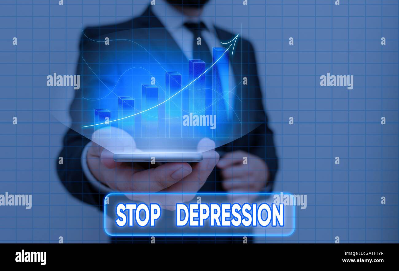 Conceptual hand writing showing Stop Depression. Concept meaning end ...