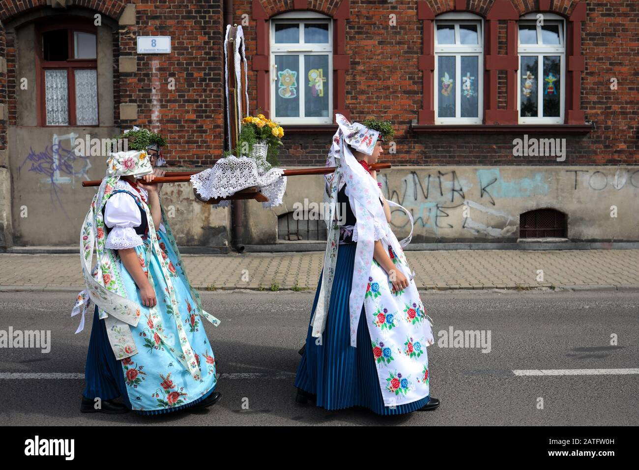 Poland, Swietochlowice, Lipiny district - 20.06.2019: people in ...