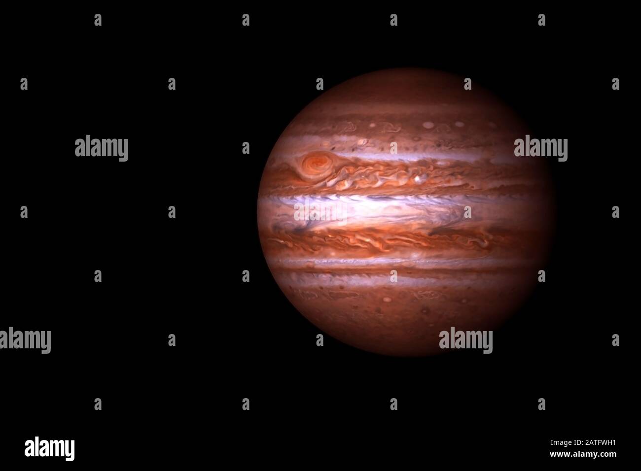 Jupiter planet, on a dark background, from below. Elements of this ...