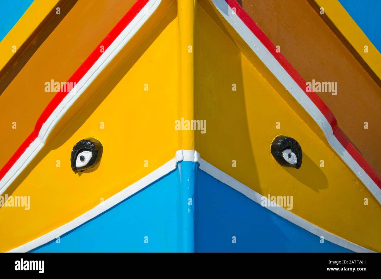 MARSAXLOKK, MALTA. 30th December 2019. Painted eyes of Osiris on the ...