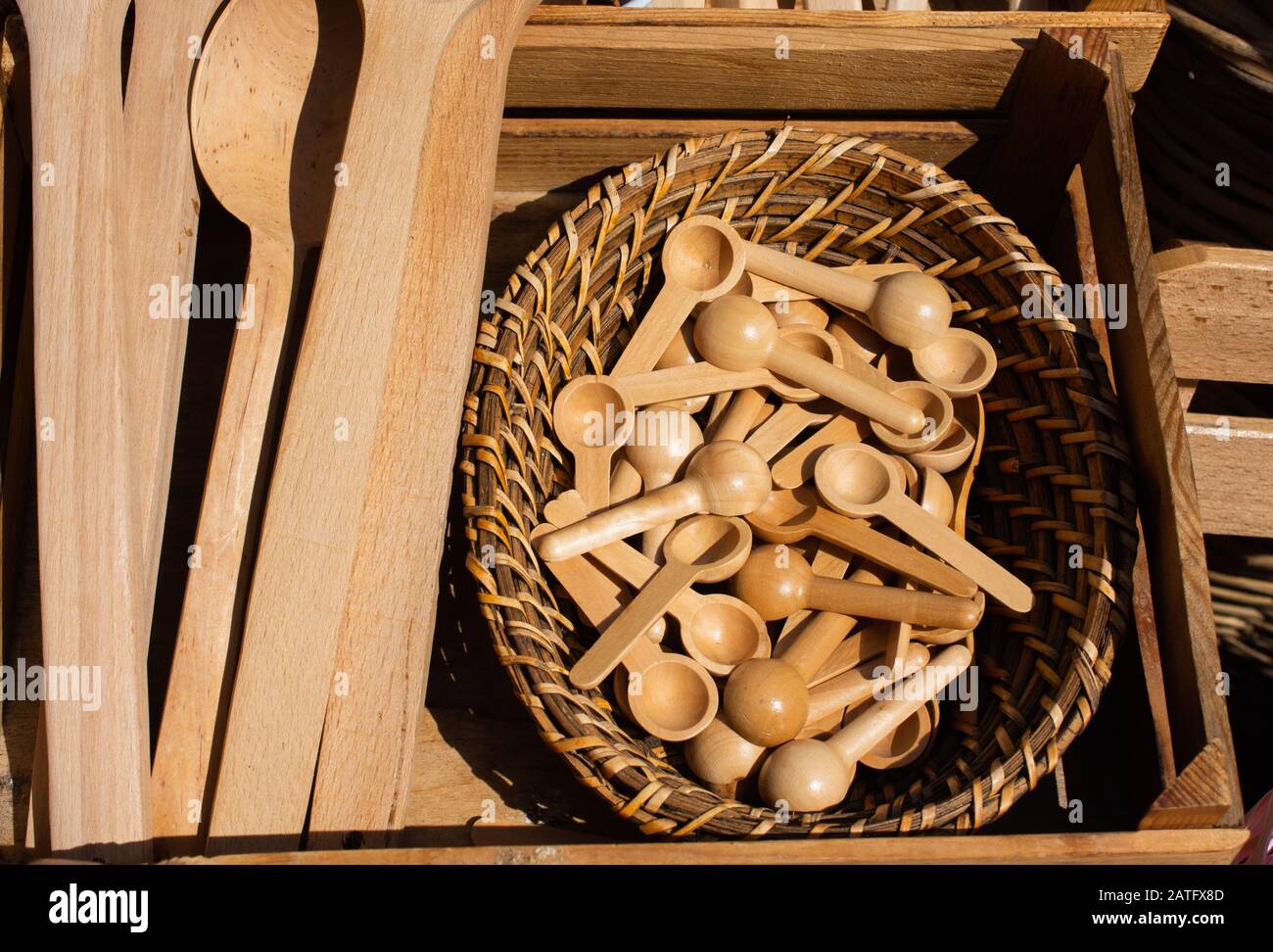 Handmade wooden kitchen utensils spoons wooden kitchen items Stock ...