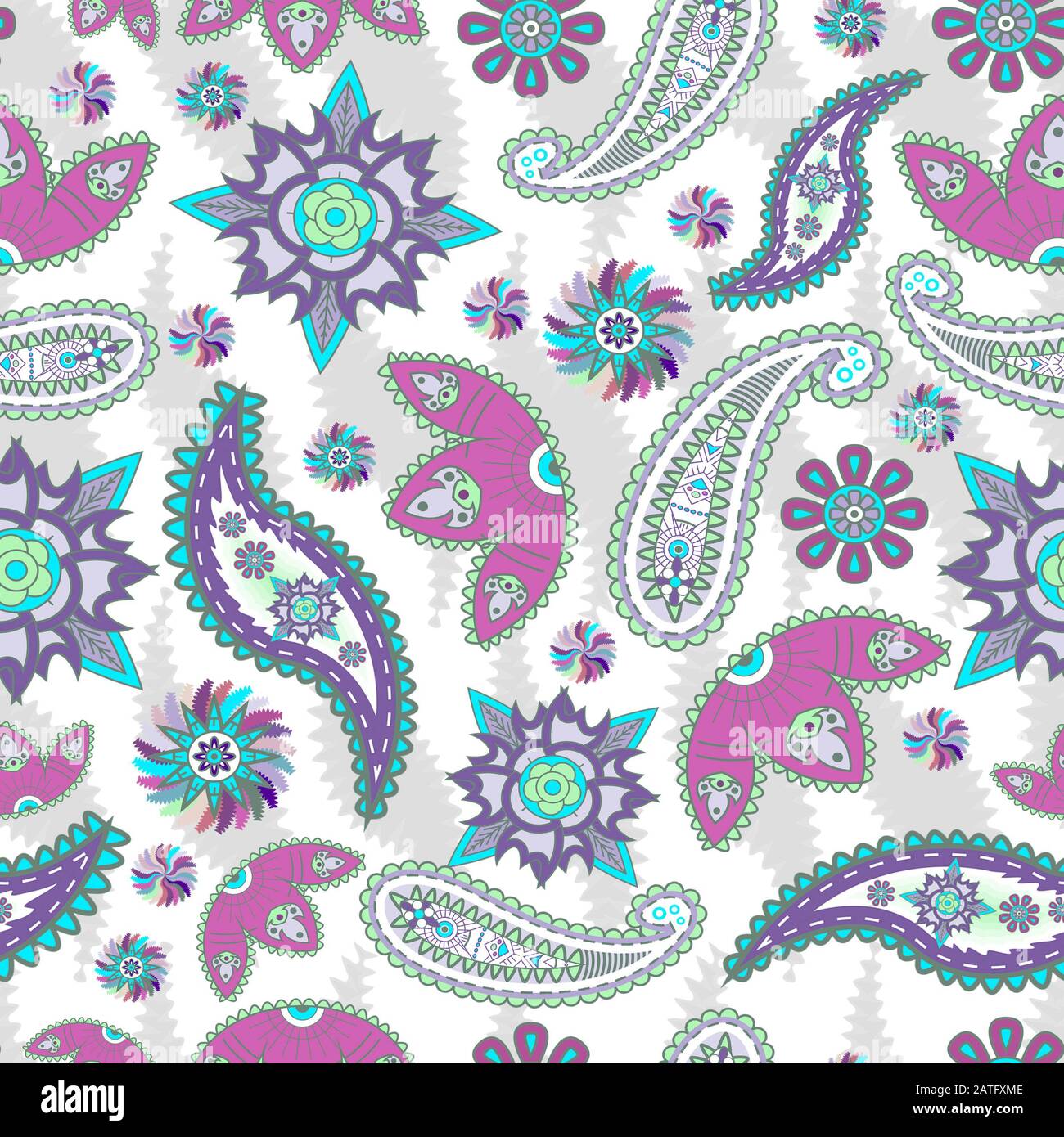 Colorful paisley pattern on white background. Floral print for fabric ...