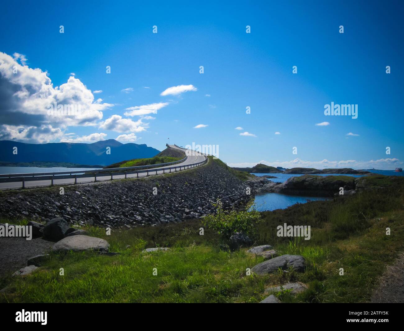Atlantic ocean road in Norway. The Storseisundet Bridge is the longest ...