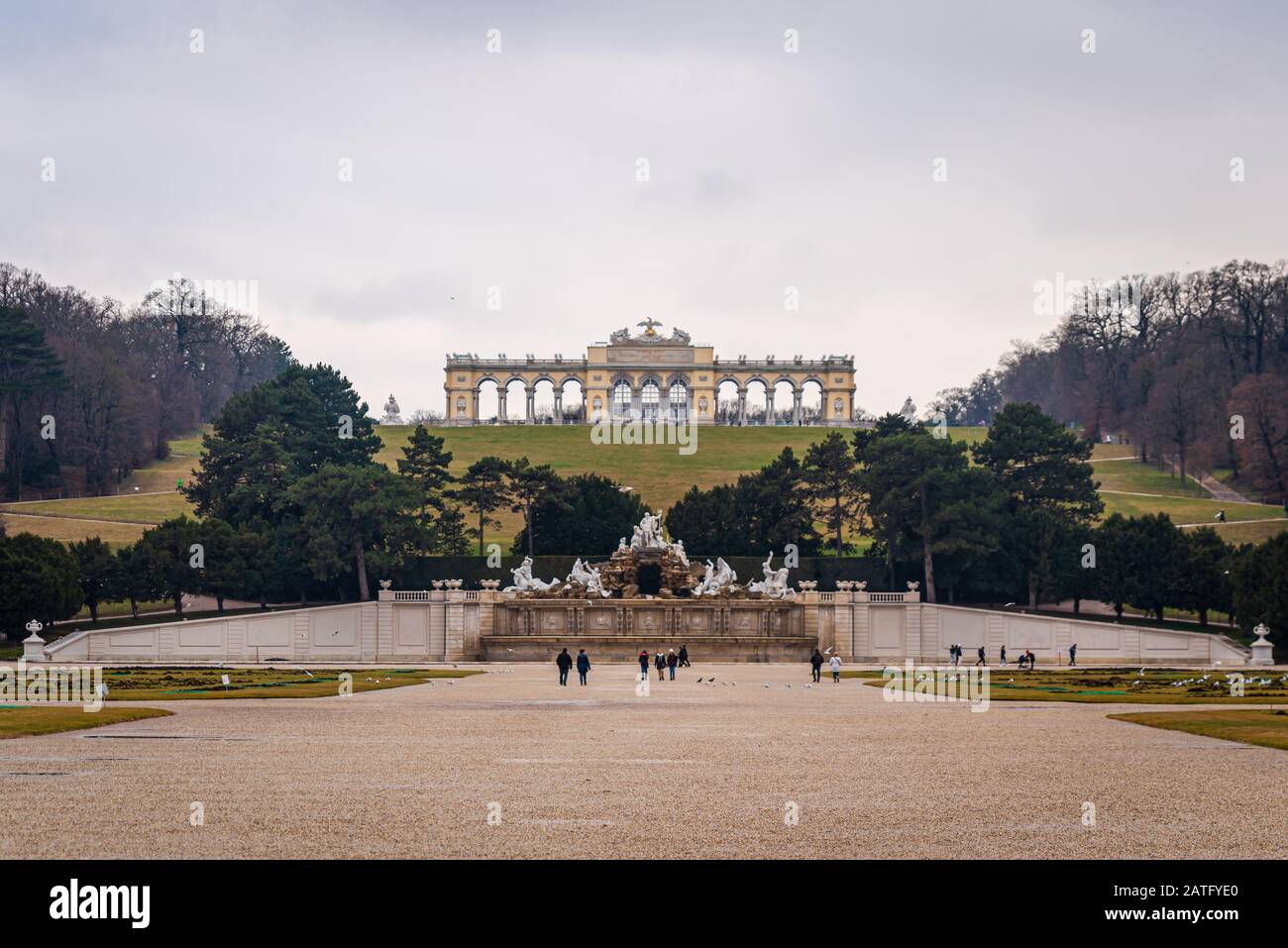 Looking up towards the Glorietta from Schonbrunn Palace, Vienna ...