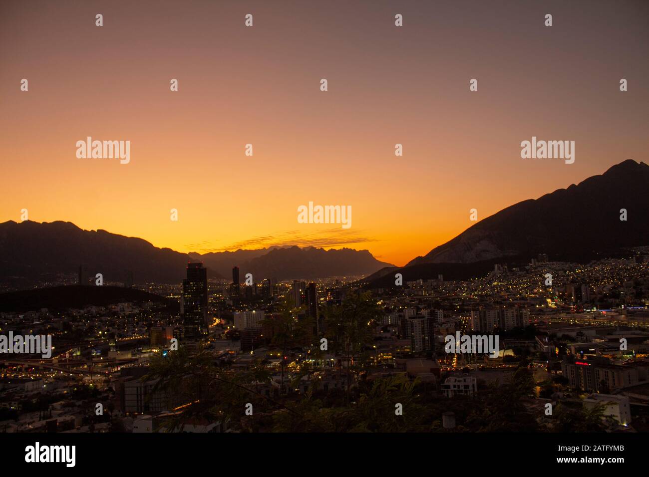 Sunset view in Monterrey Mexico Stock Photo - Alamy