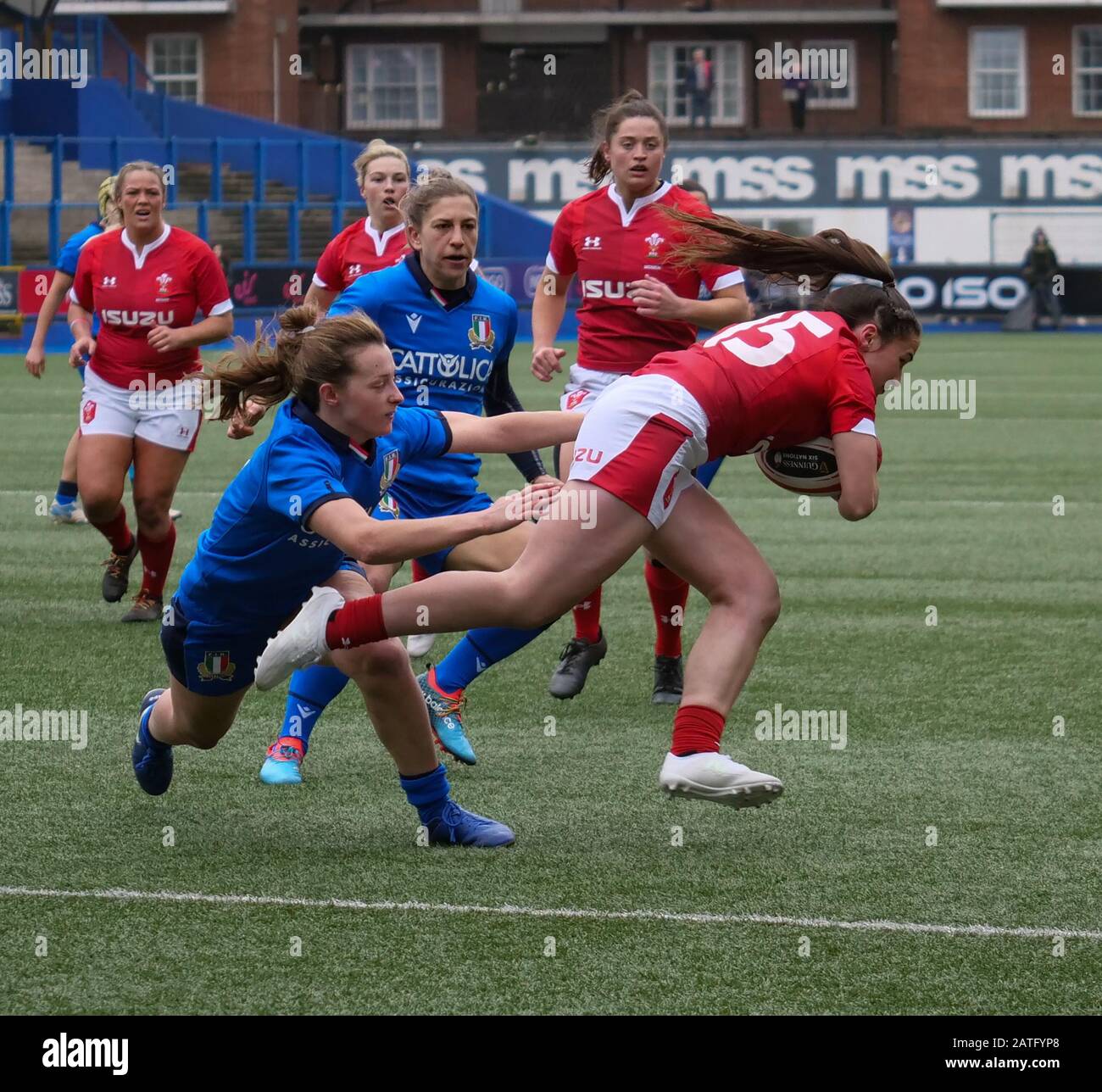 Kayleigh Powell (Wales) seen in action during the women's Six Nations ...