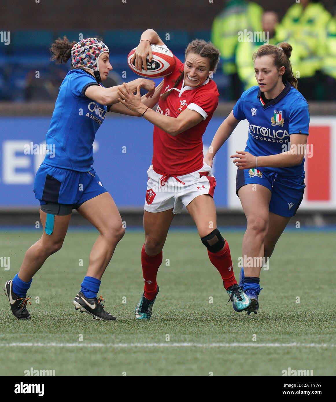 Jasmine Joyce (Wales) seen in action during the women's Six Nations ...