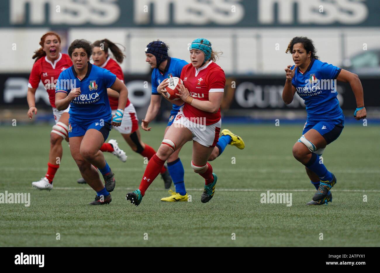 Gwen Crabb (Wales) seen in action during the women's Six Nations Rugby ...