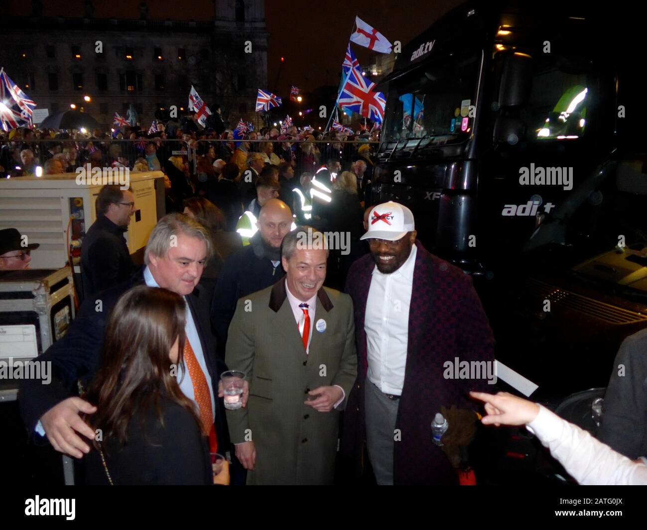BREXIT Celebrations in Parliament Square 31st January 2020 Stock Photo ...