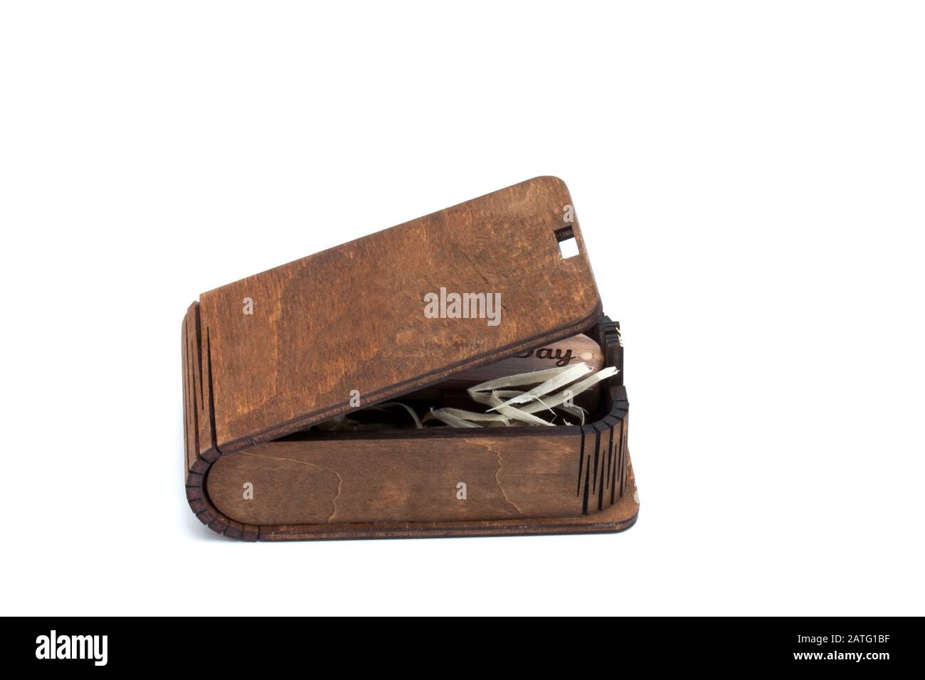 Small packaging for USB-drive from light wood. Wooden box with USB ...