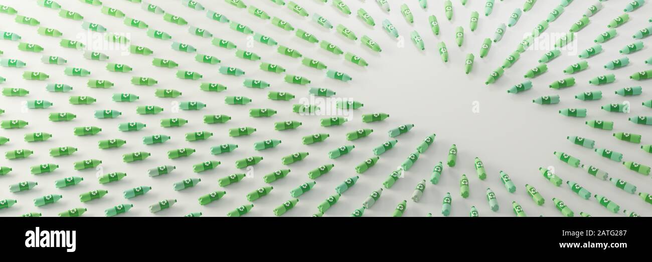 Infinite plastic bottles with recycle icon; original 3d rendering Stock ...