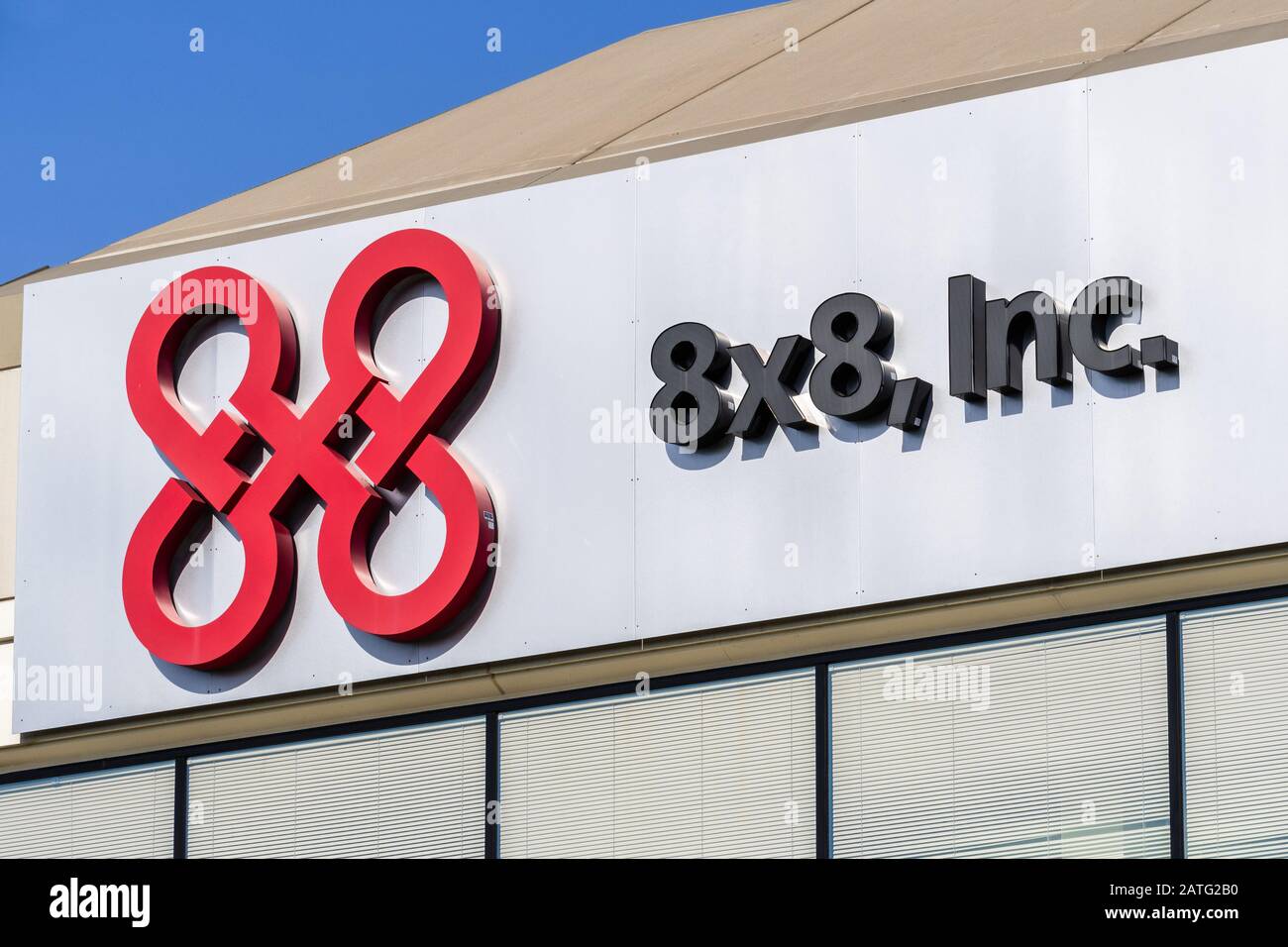 Jan 31, 2020 San Jose / CA / USA - 8X8 headquarters in Silicon Valley ...