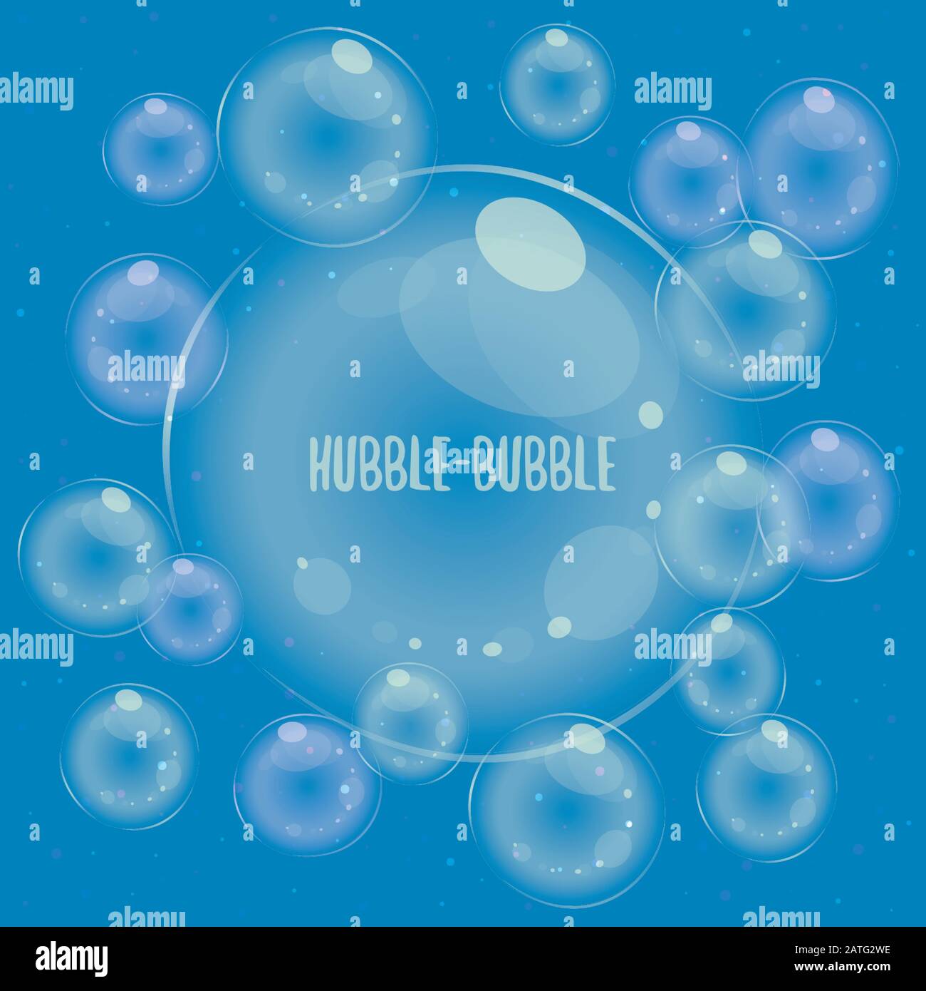 Cartoon soap or undersea bubbles. Blue abstract background with ...