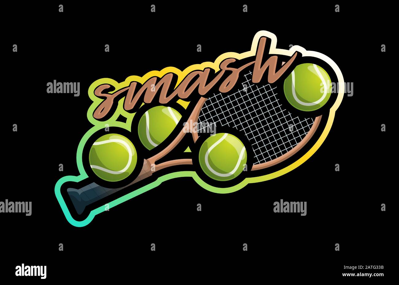Tennis professional sport Typography in retro style. Tennis racket and ...