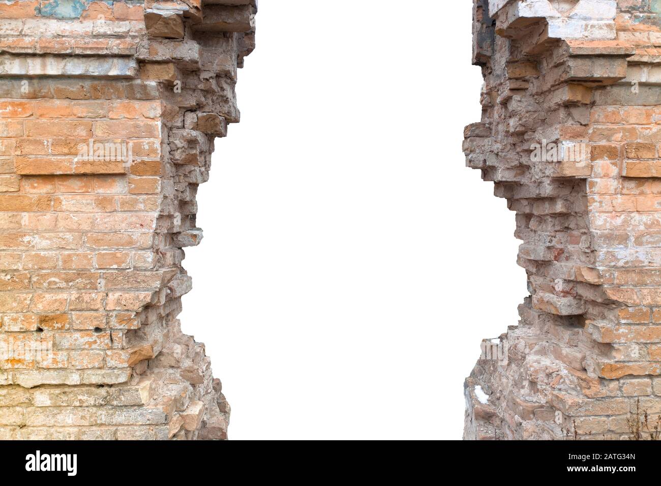 Fragment of wall in ruins of old manor. Element for design. Antique ...