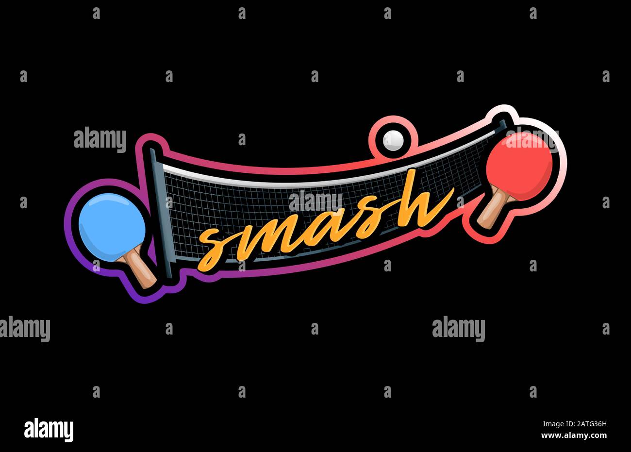 Ping pong net and racket vector professional sport Typography sticker ...