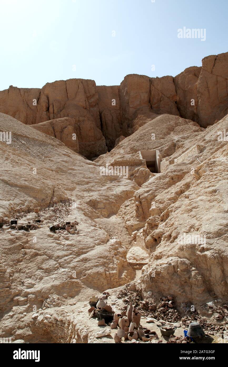 Valley of the Kings; وادي الملوك‎;; Egypt. An entrance to a tomb and ...