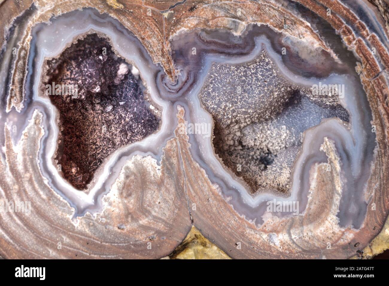 Quartz druzy blue Agate rind geode background sparkles with crystals ...