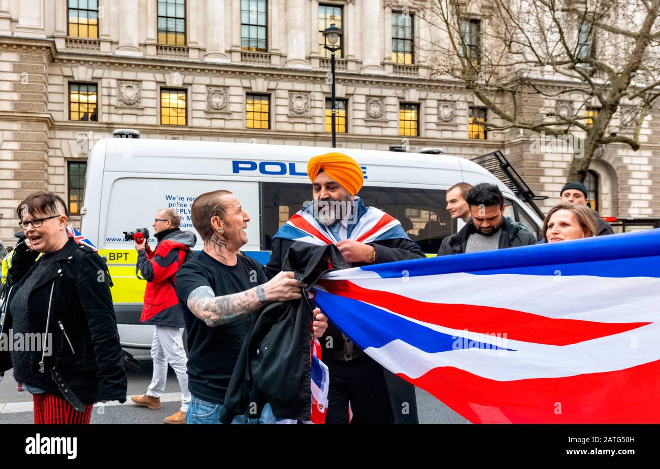Brexit celebrations 31st January 2020, Whitehall London UK - British ...
